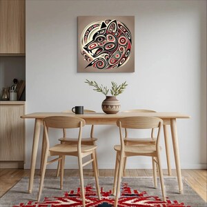 First Nations Wolf Abstract Pacific Northwest Pop Art Mid-century Oil ...