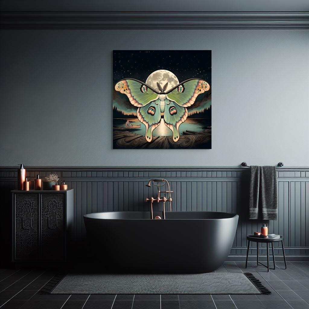 Luna Moth Pacific Northwest Watercolor Render PNW Moon Moth Haida Gwaii ...
