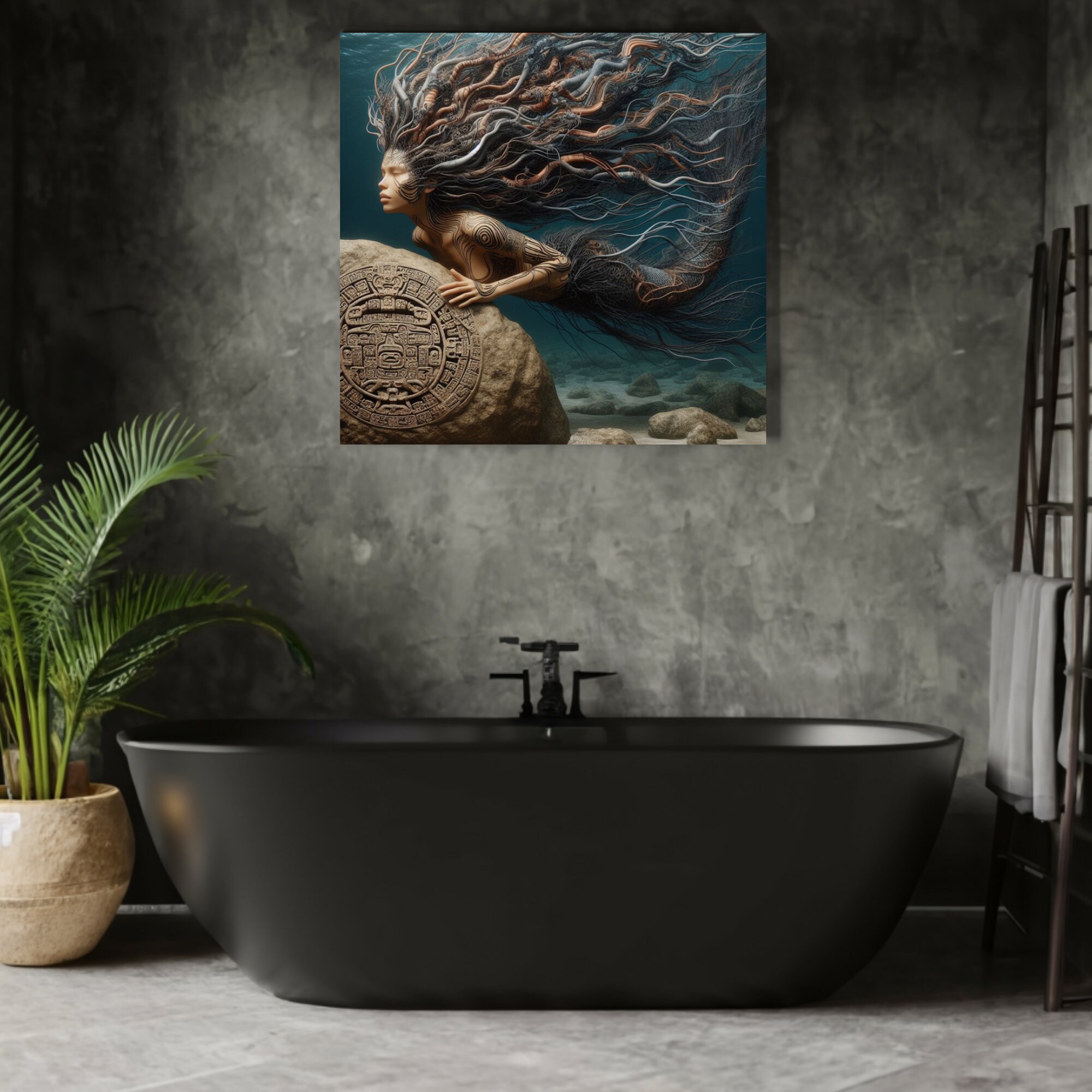 Goth Mermaid Wall Art Dark Academia Canvas Print Gothic Wall Decor Gift ...