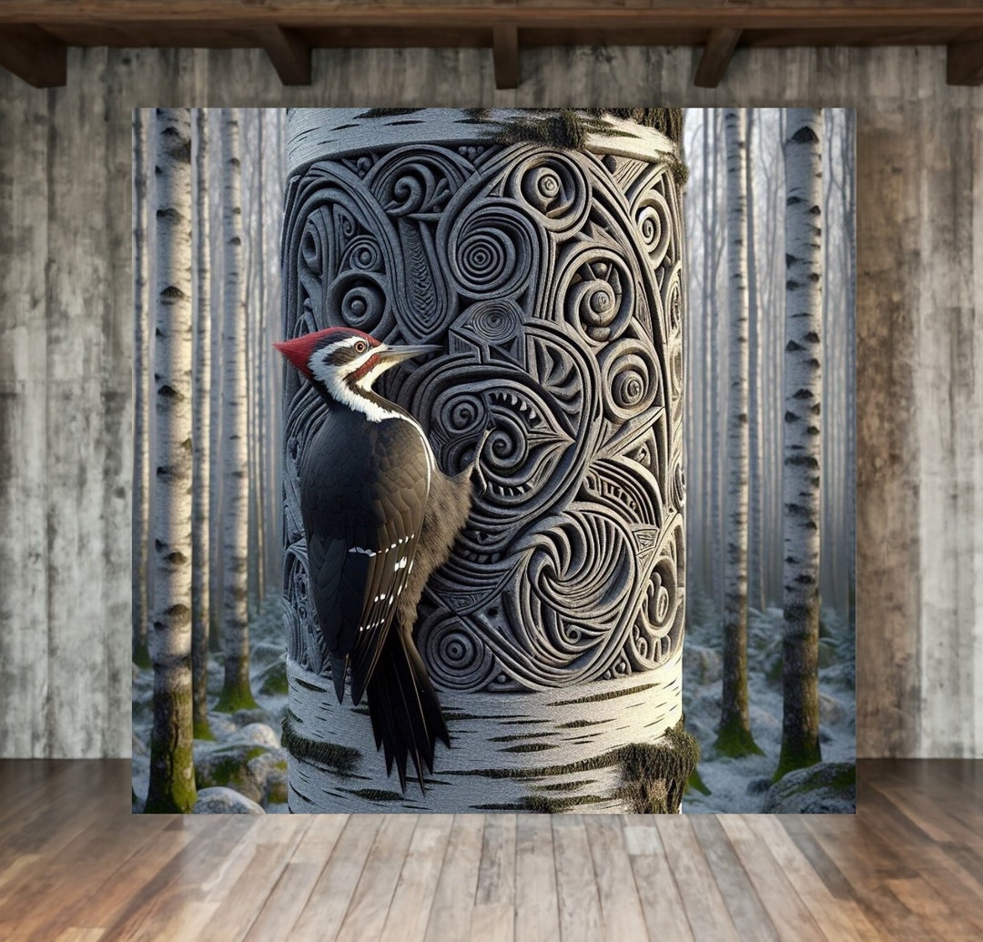 Woodpecker Wall Art Cottagecore Pileated Woodpecker Master Wood Carving ...