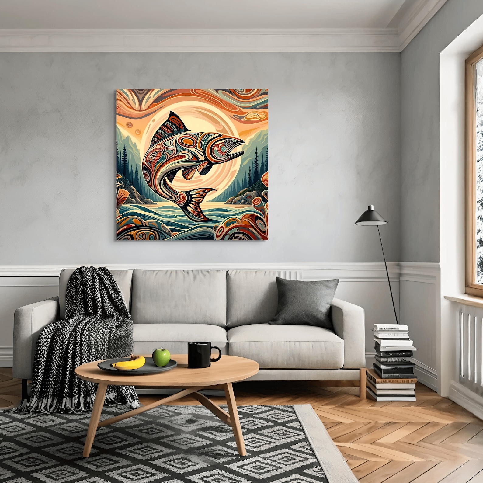 Salmon Wall Art Haida Salish Inspired Formline Salmon Pacific Northwest ...