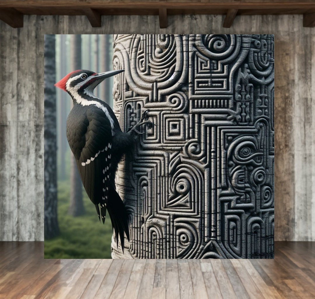 Woodpecker Wall Art Cottagecore Pileated Woodpecker Master Wood Carving ...