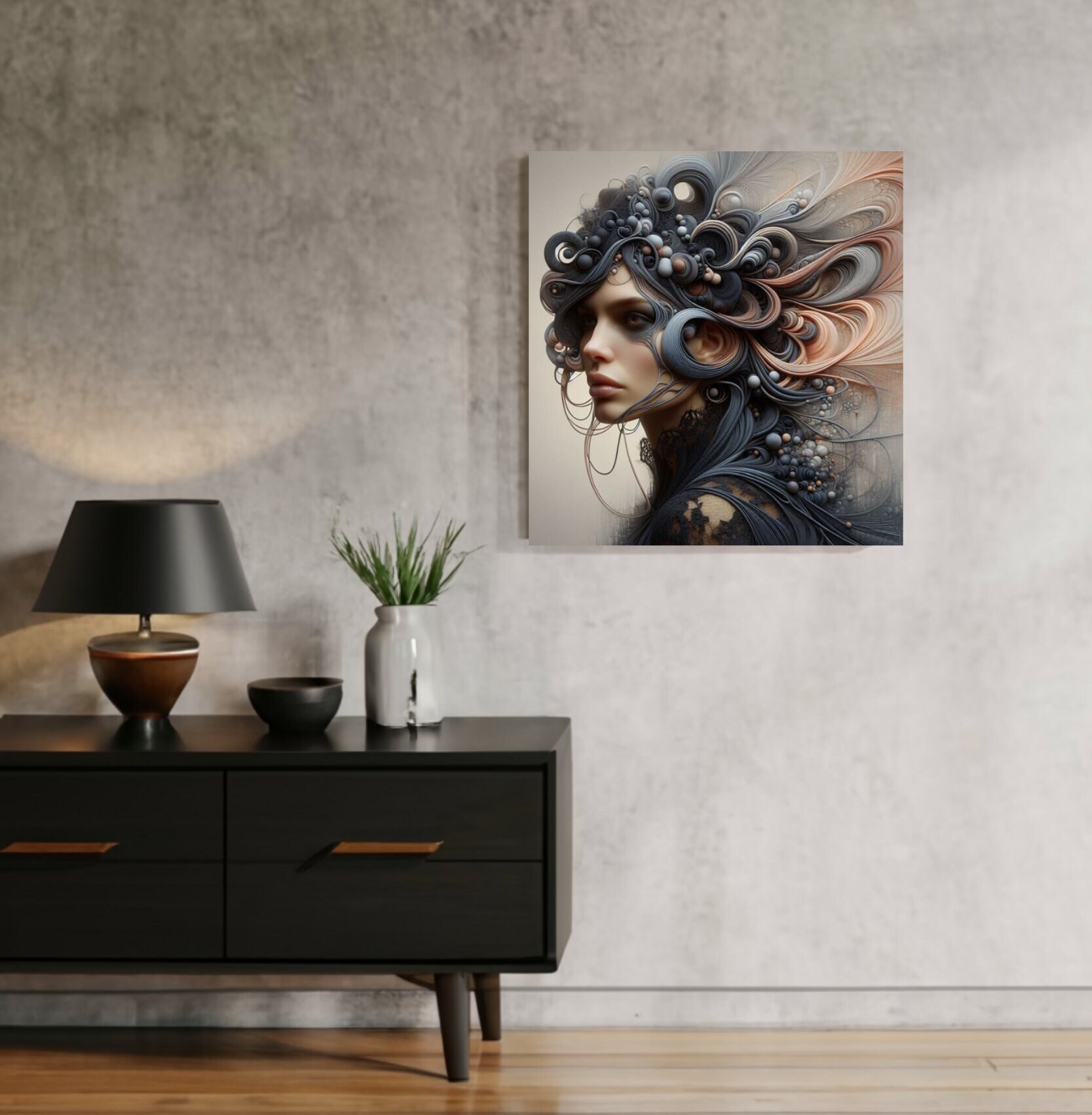 Goth Wall Art Black Lace Dark Academia Goth Fine Art Gift Canvas Print ...
