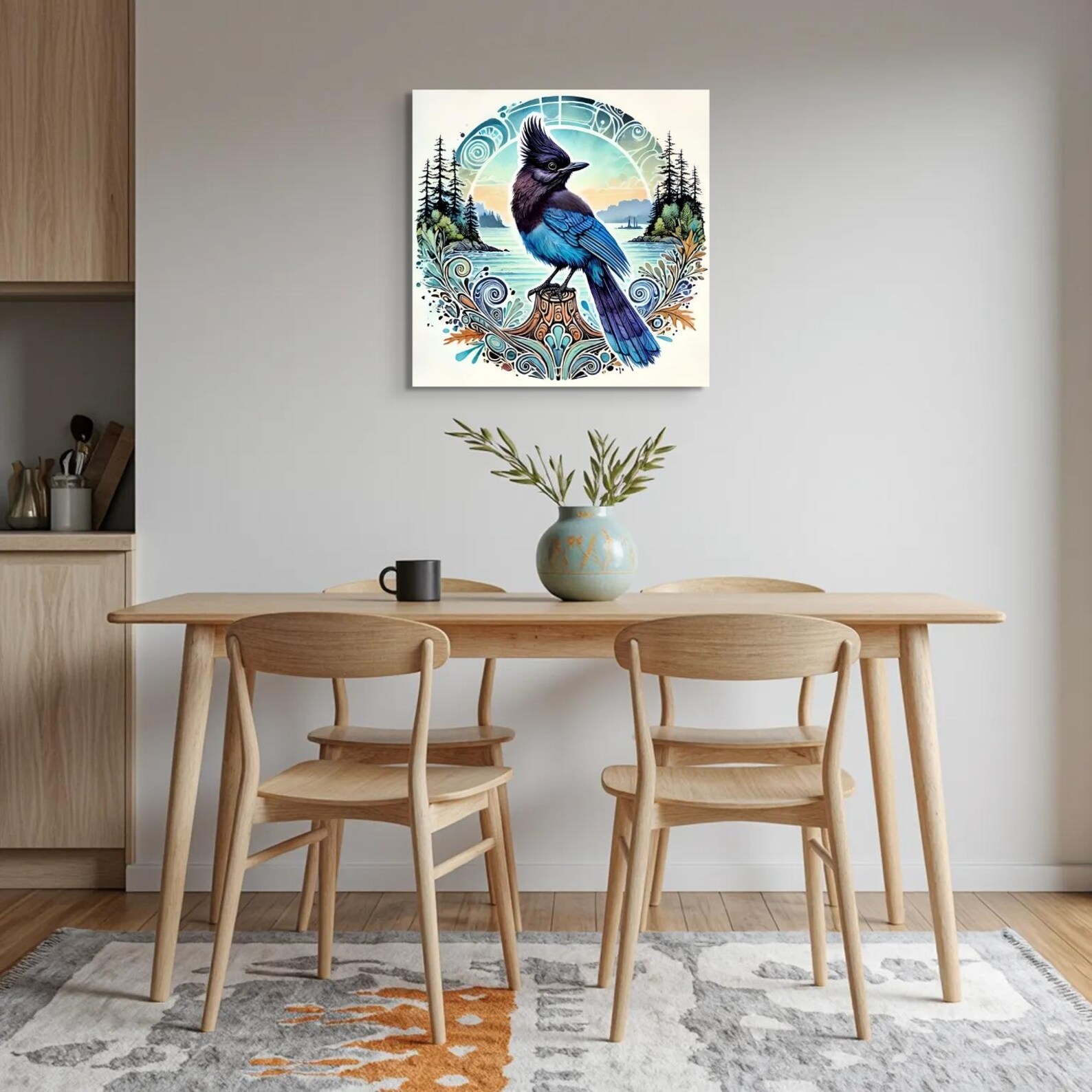 Haida Gwaii Steller's Jay Wall Art Abstract Pacific Northwest ...