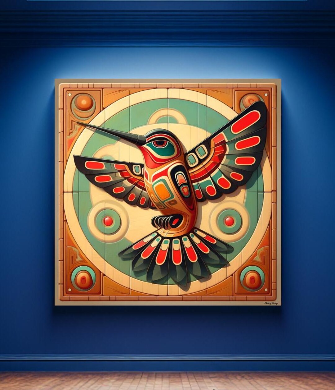 First Nations Hummingbird Abstract Pacific Northwest Mid-century Oil ...