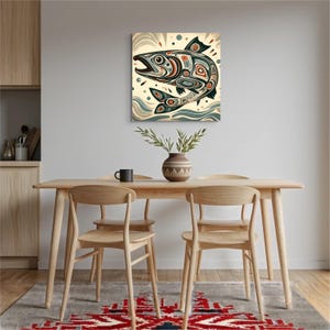Salmon Wall Art Haida Salish Formline Watercolor Salmon Pacific ...
