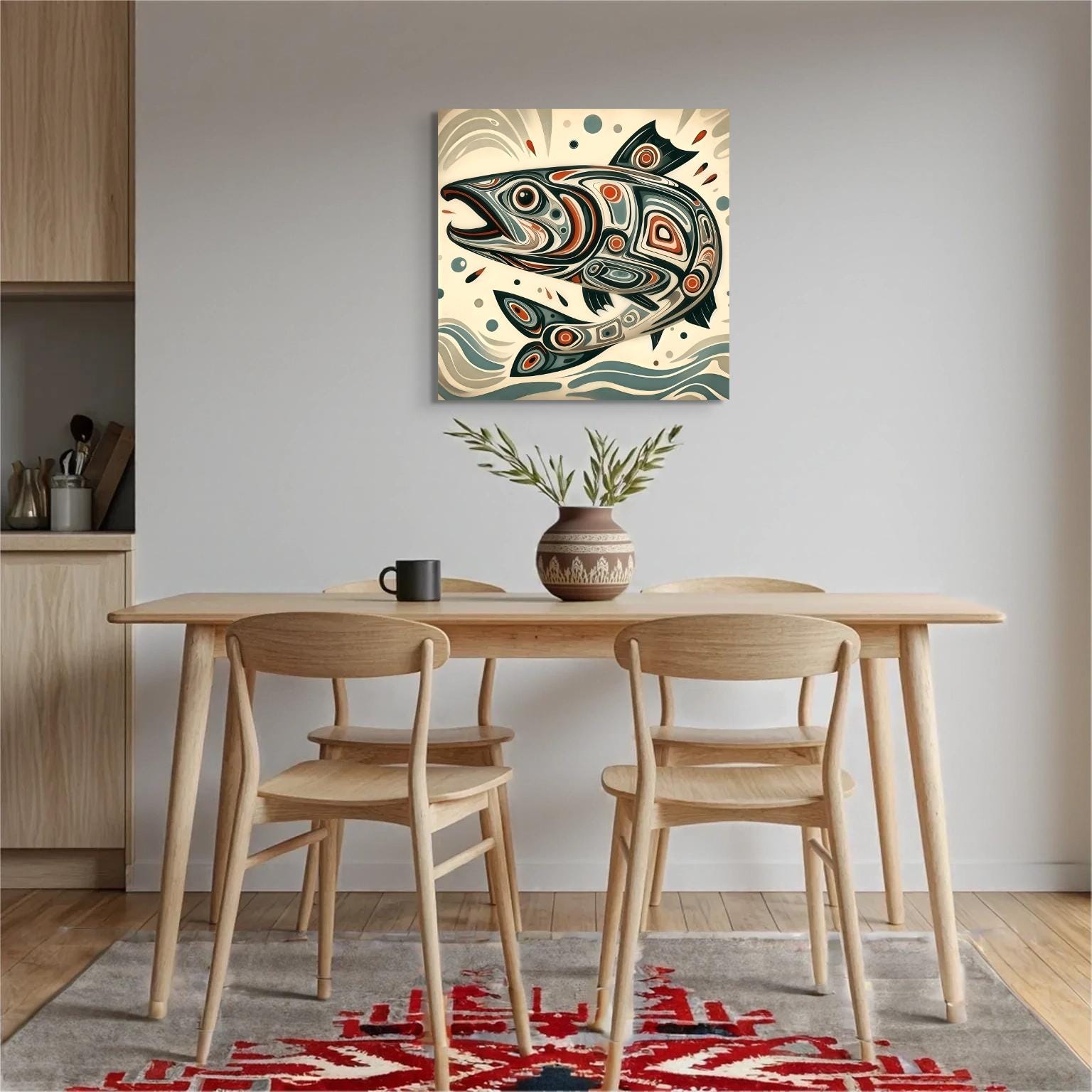 Salmon Wall Art Haida Salish Inspired Formline Watercolor Salmon ...