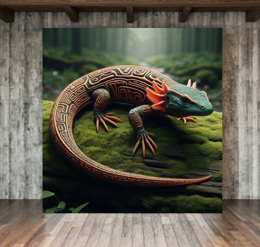 Dragon Axolotl Wall Art Abstract Amazing Hybrid Canvas Wall Decor ...