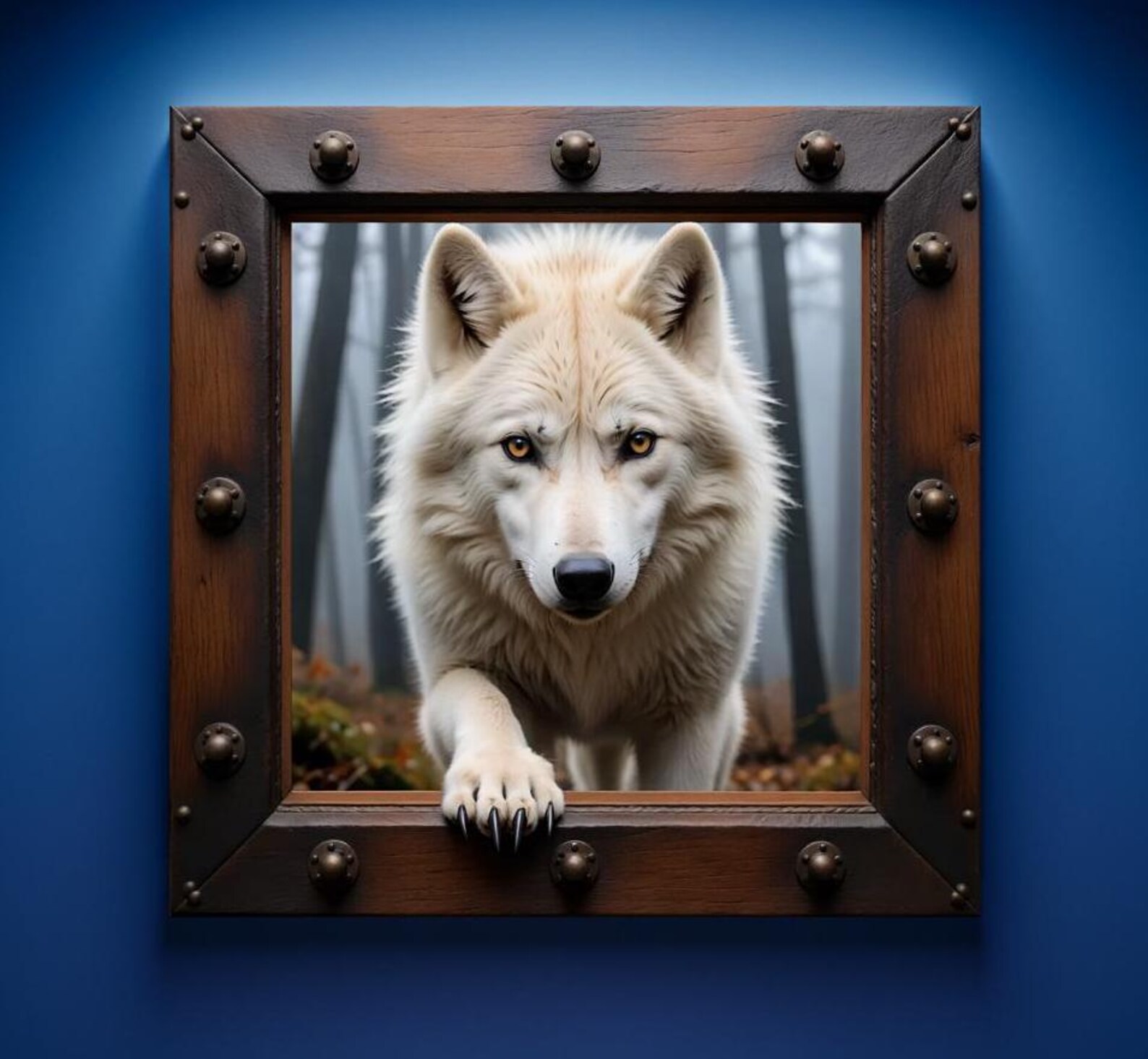 White Wolf Wall Art 3D Unique Optical Illusion White Alaska Wolf Rustic ...