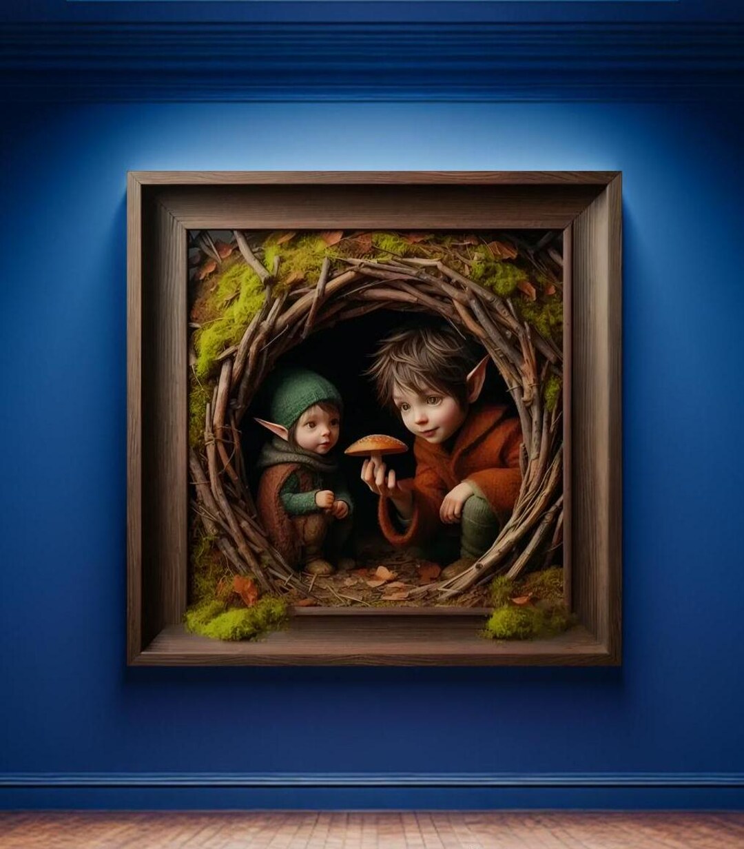 Wood Elves Wall Art 3D Unique Optical Illusion Cute Elves Unique ...