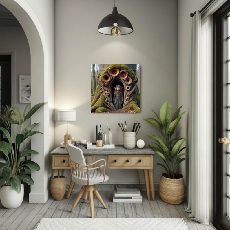 Elf Wall Art Cute Cottagecore Muted Colors Canvas Wall Art Print ...