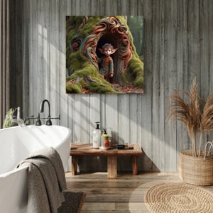 Elf Cute Cottagecore Muted Colors Canvas Wall Art Print Woodland Sprite ...