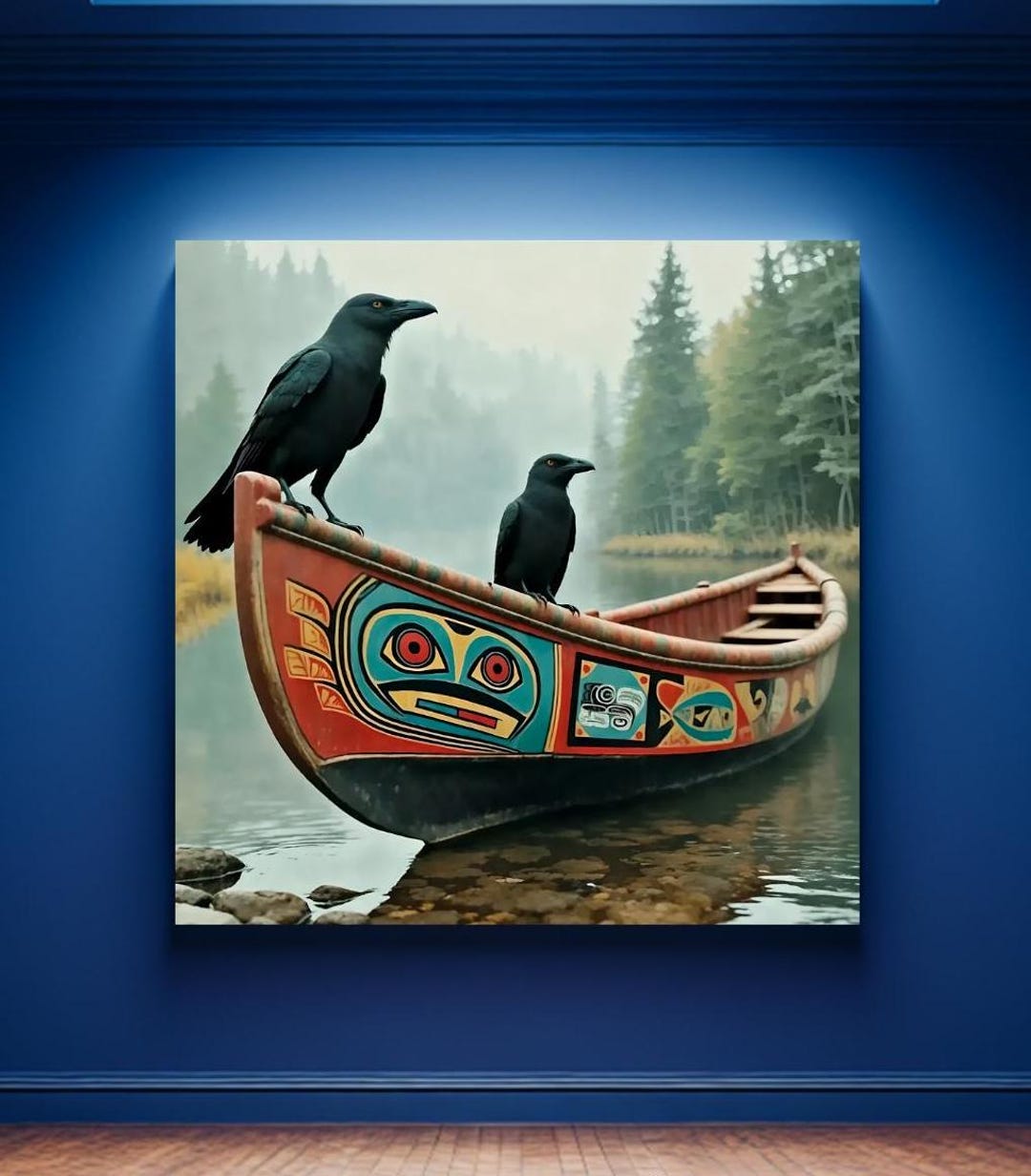 Haida First Nations Black Raven Wall Art Raven Coast Salish Pacific ...
