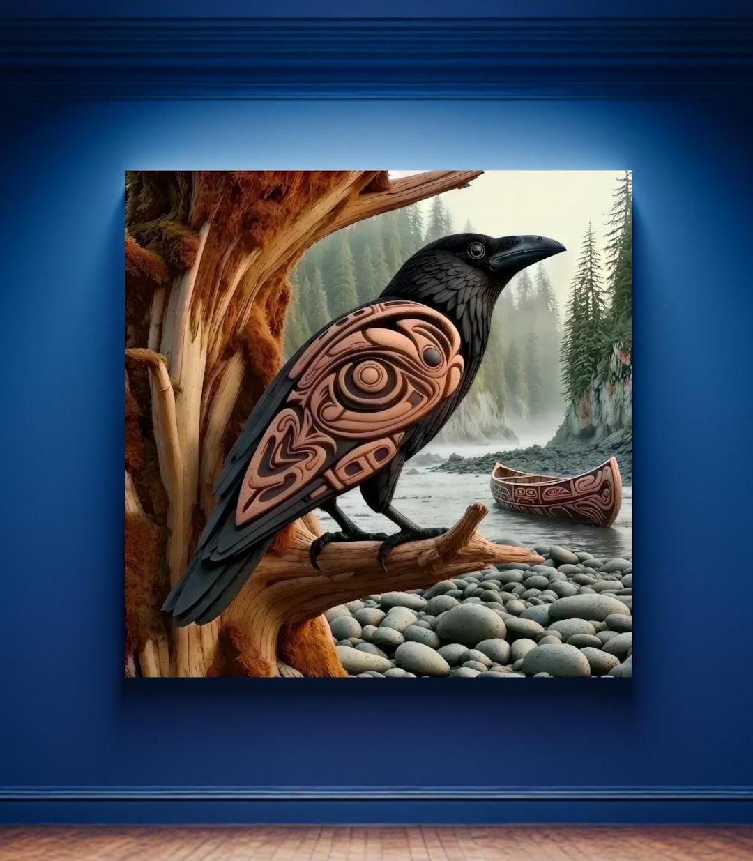 Haida First Nation Black Raven Wall Art Unique Abstract Raven Pacific ...
