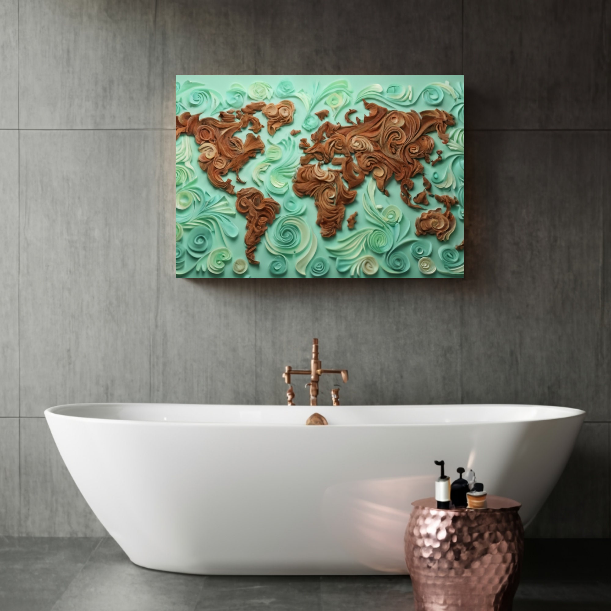 Quilled World Map Cottagecore Wall Art Canvas Print Paper Qulling ...