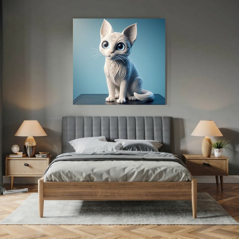 Siamese Cat Wall Art Cute Siamese Cat Lover Gift Canvas Cat Print ...
