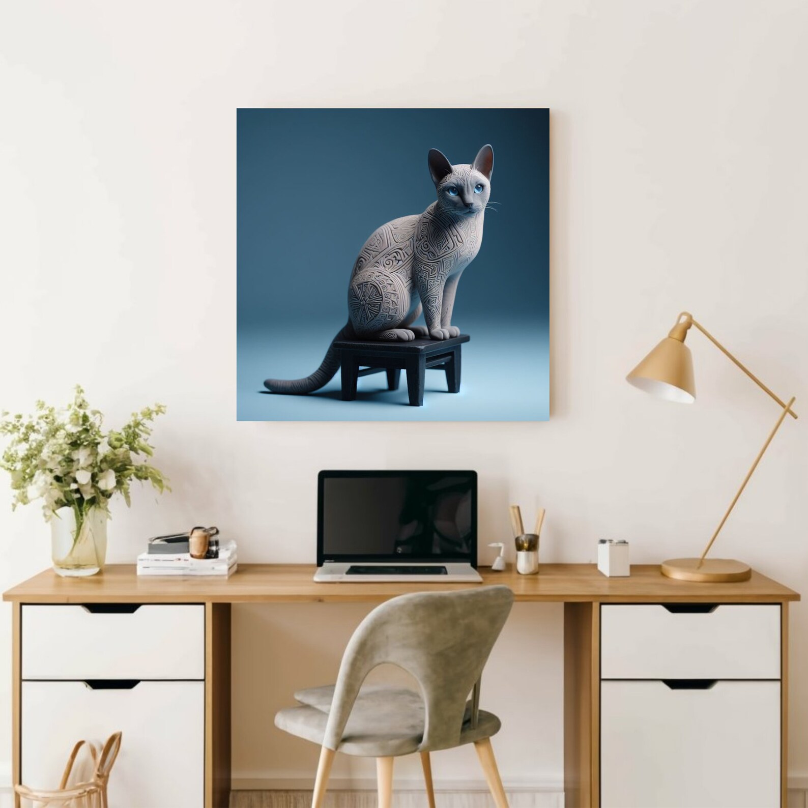 Siamese Cat Wall Art Siamese Cat Lover Gift Canvas Cat Print Animal Art ...
