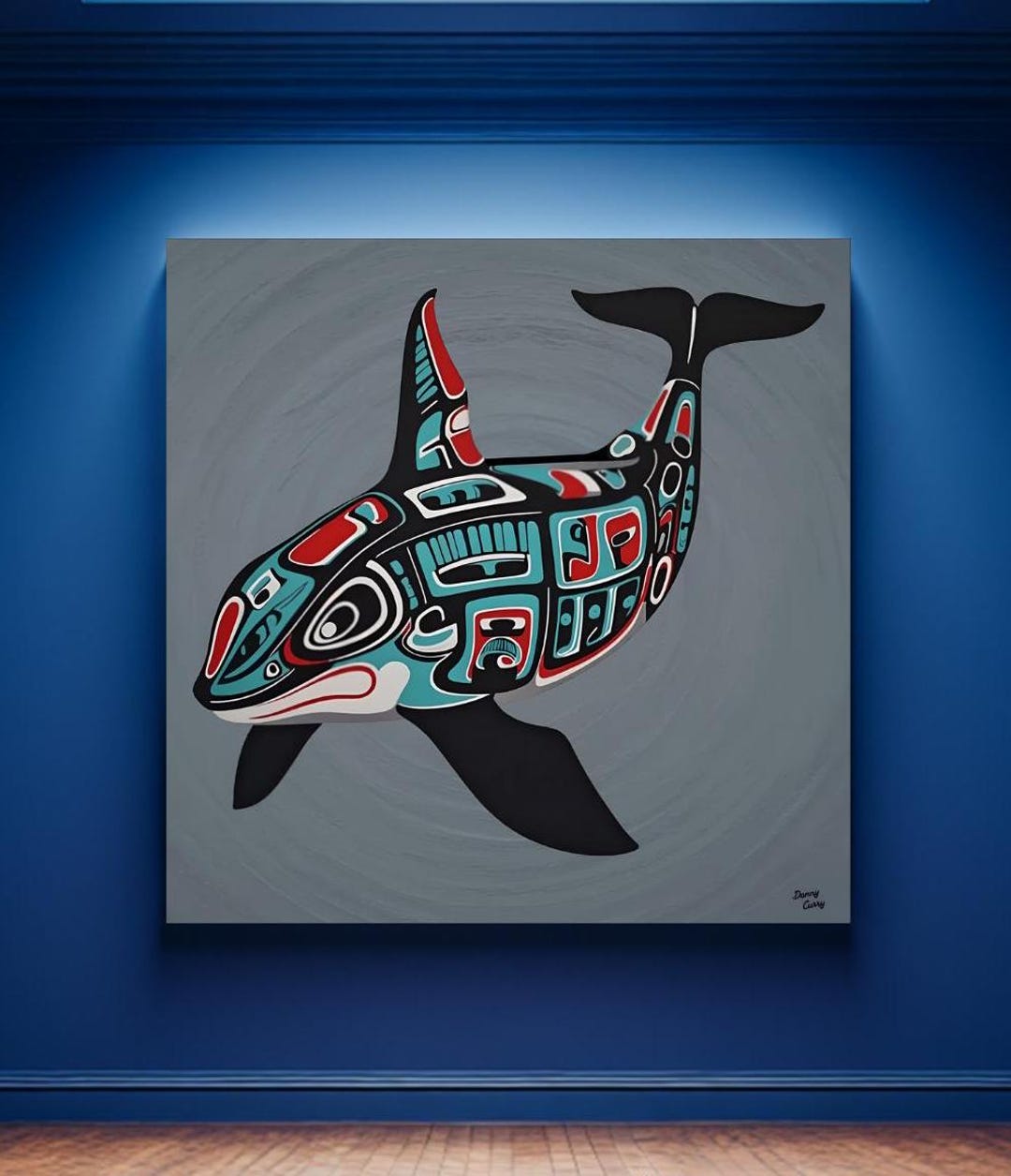 First Nations Orca Abstract Pacific Northwest Mid-century Oil Paint ...
