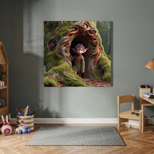 Elf Cute Cottagecore Muted Colors Canvas Wall Art Print Woodland Sprite ...