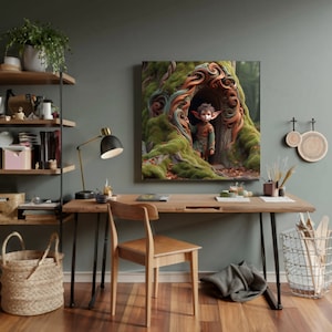 Elf Cute Cottagecore Muted Colors Canvas Wall Art Print Woodland Sprite ...