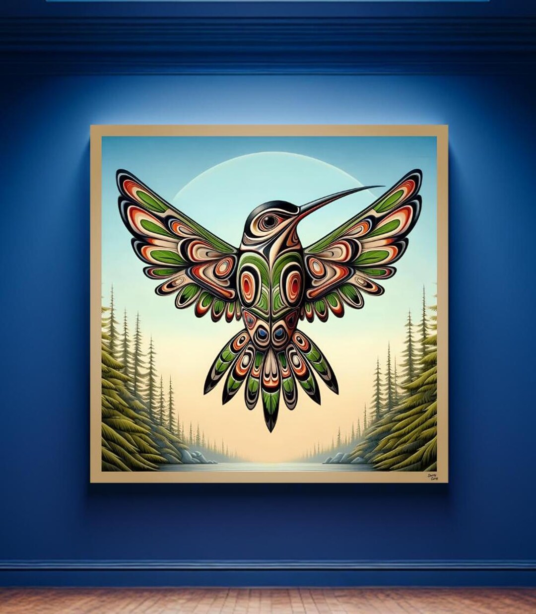 First Nations Hummingbird Abstract Pacific Northwest Salish Oil Paint ...