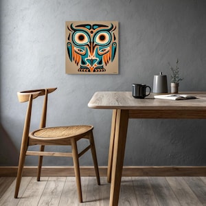 First Nations Owl Abstract Pacific Northwest Mid-century Oil Paint ...