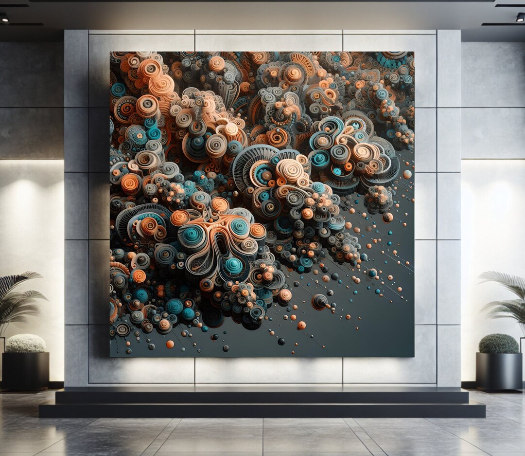 Abstract Wall Art Dimensional Artifact Flow Biomorphic Motion Canvas ...