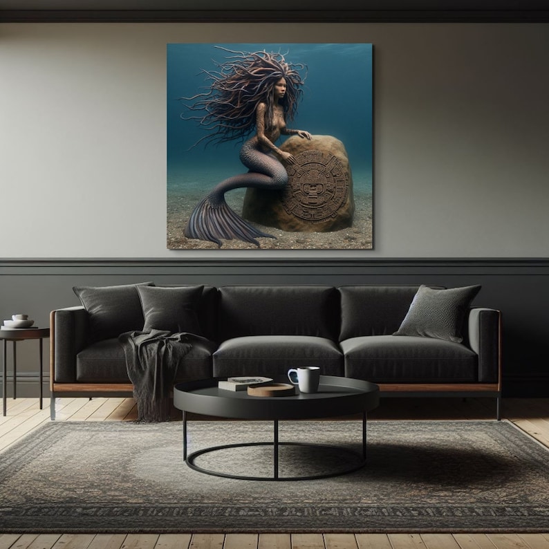 Mermaid Wall Art Dark Academia Canvas Print Nautical Wall Decor Gift ...