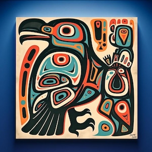 First Nations Raven Abstract Pacific Northwest Pop Art Mid-century Oil ...