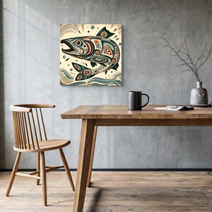Salmon Wall Art Haida Salish Formline Watercolor Salmon Pacific ...