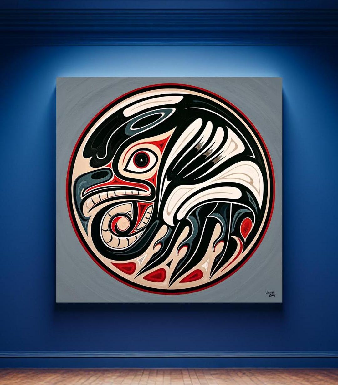 First Nations Raven Abstract Pacific Northwest Pop Art Mid-century Oil ...