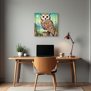 First Nations Owl Wall Art Abstract Pacific Northwest Snowy Owl Mid ...