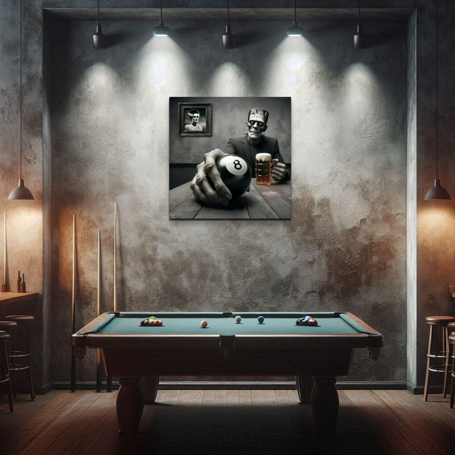 Frankenstein Beer 8 Ball Wall Art Moody Monsters Dark Academia ...