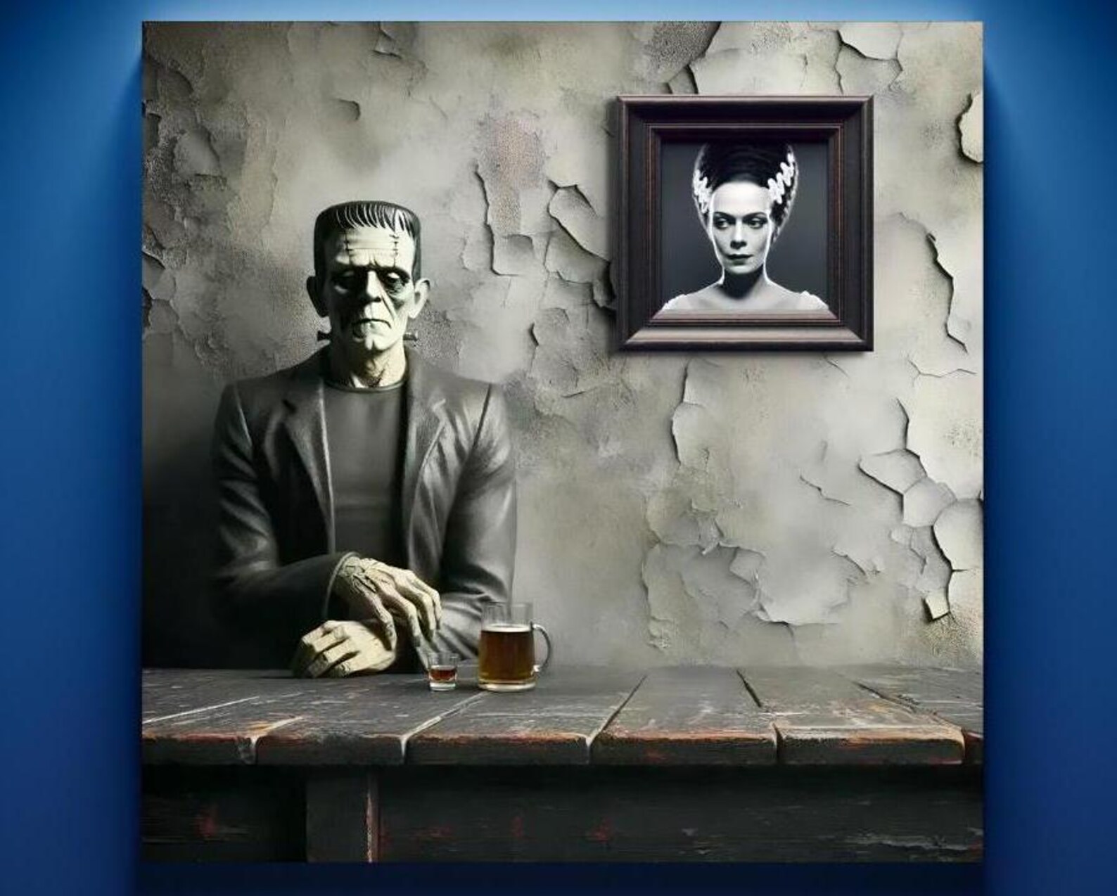 Frankenstein Wall Art 'frank's Remorse' Moody Dark Academia Bride of ...