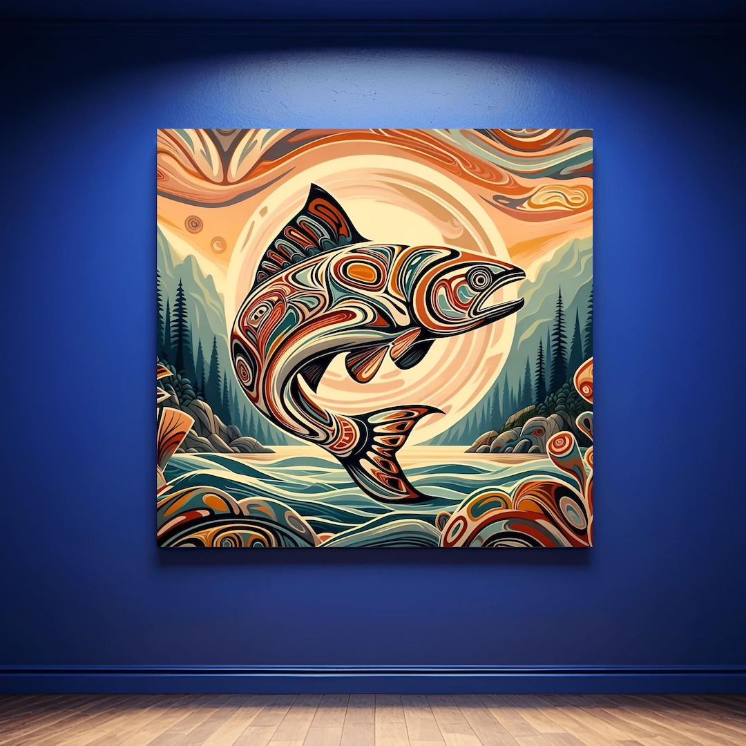 Salmon Wall Art Haida Salish Formline Salmon Pacific Northwest Alaska ...