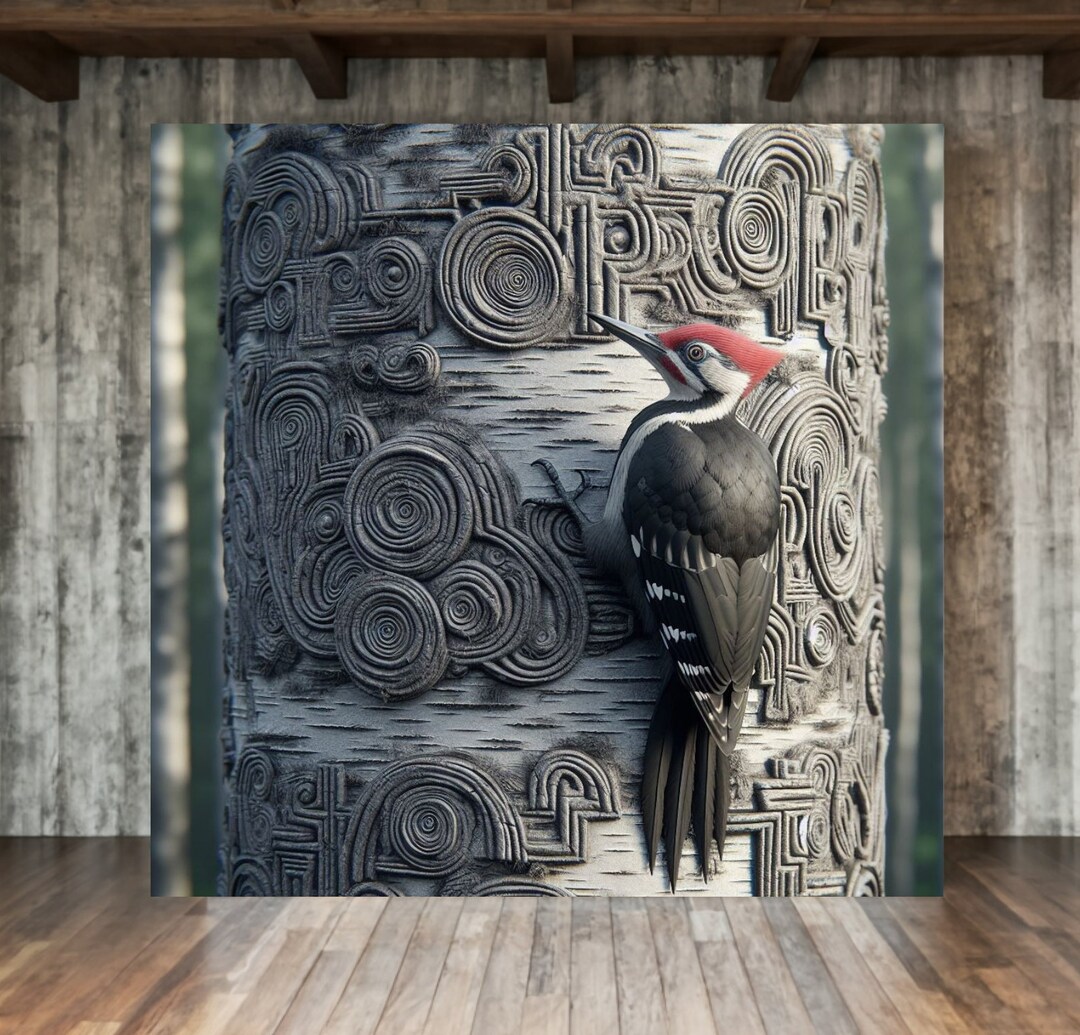 Woodpecker Wall Art Cottagecore Pileated Woodpecker Master Wood Carving ...