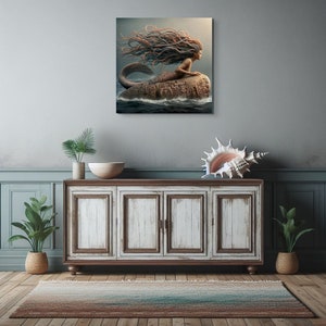 Mermaid Wall Art Dark Academia Canvas Print Nautical Wall Decor Gift ...