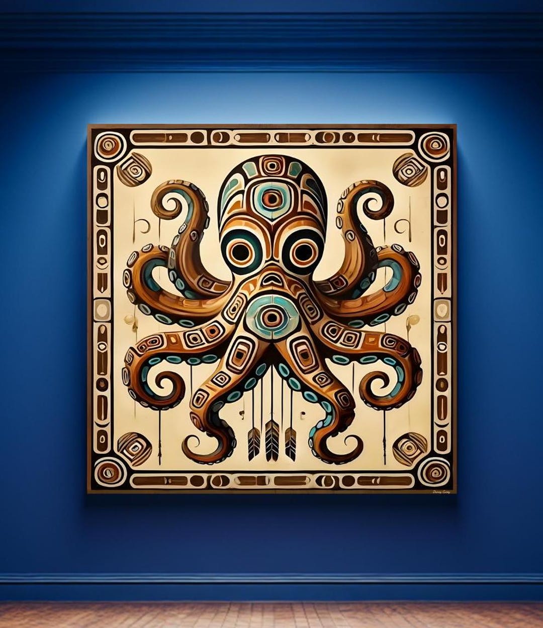 First Nations Octopus Abstract Pacific Northwest Mid-century Oil Paint ...