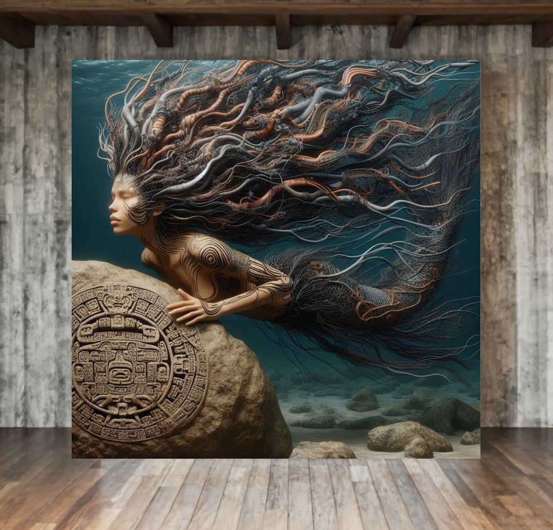 Goth Mermaid Wall Art Dark Academia Canvas Print Gothic Wall Decor Gift ...