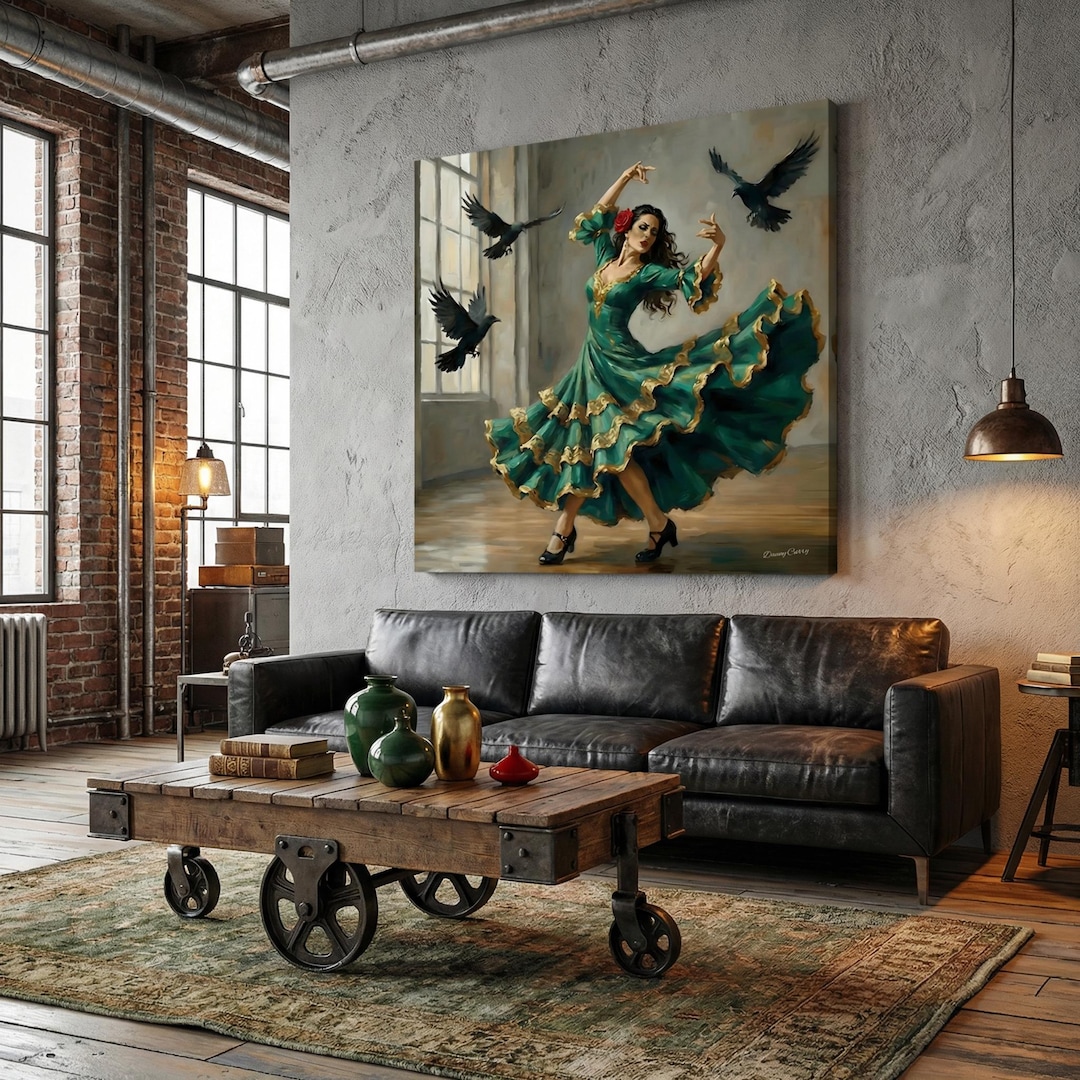 Spanish Dancer Canvas Print Flamenco Dress Art Vibrant Large Wall Decor ...