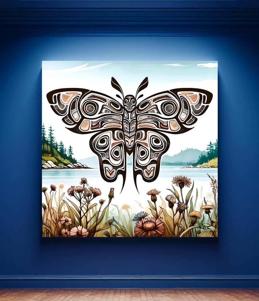 First Nations Butterfly Abstract Pacific Northwest Signed Watercolor ...