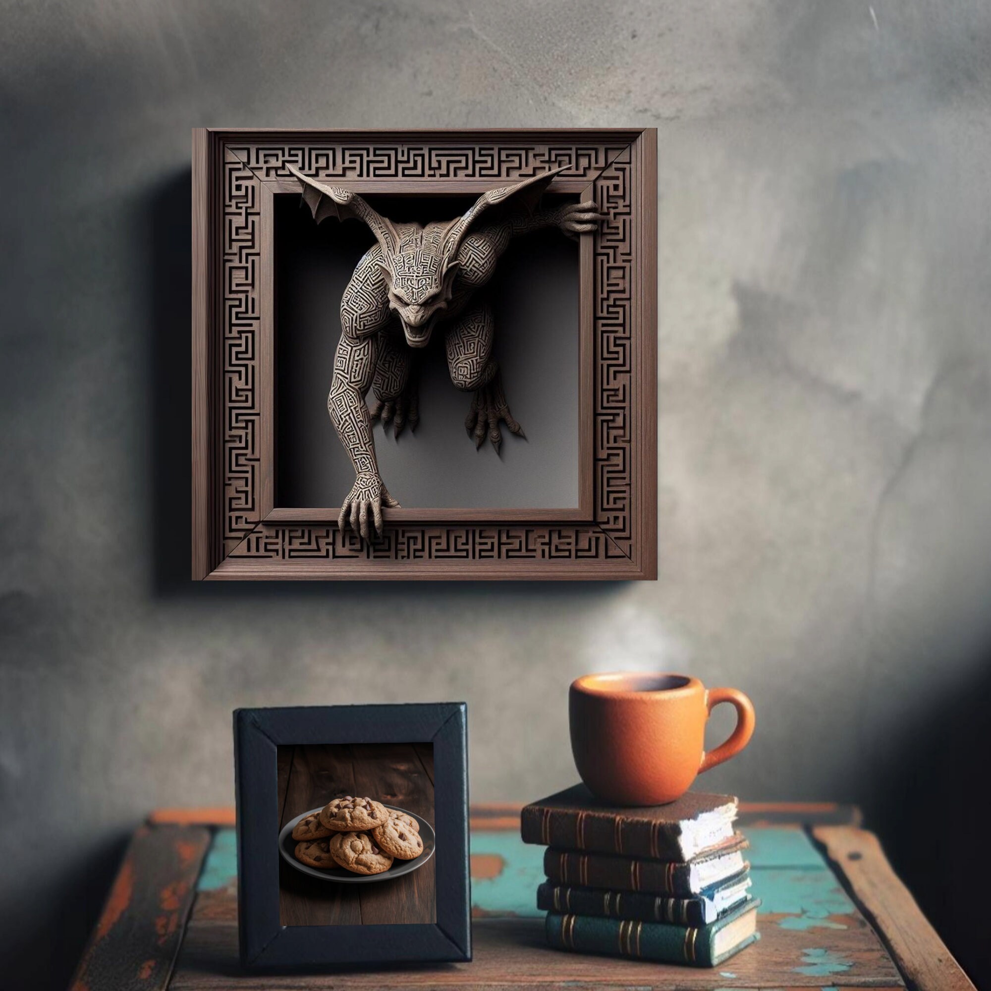 Gargoyle 3D Wall Art Fun Optical Illusion "are Those Cookies?" Canvas ...