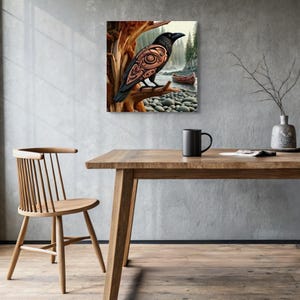 Haida First Nation Black Raven Wall Art Unique Abstract Raven Pacific ...