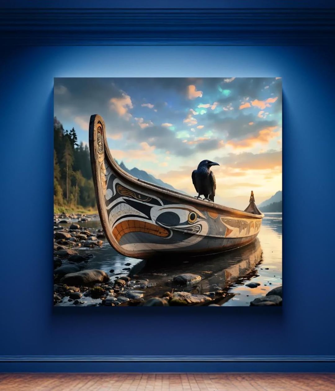 Haida First Nations Black Raven Wall Art Traditional Raven Sun Pacific ...