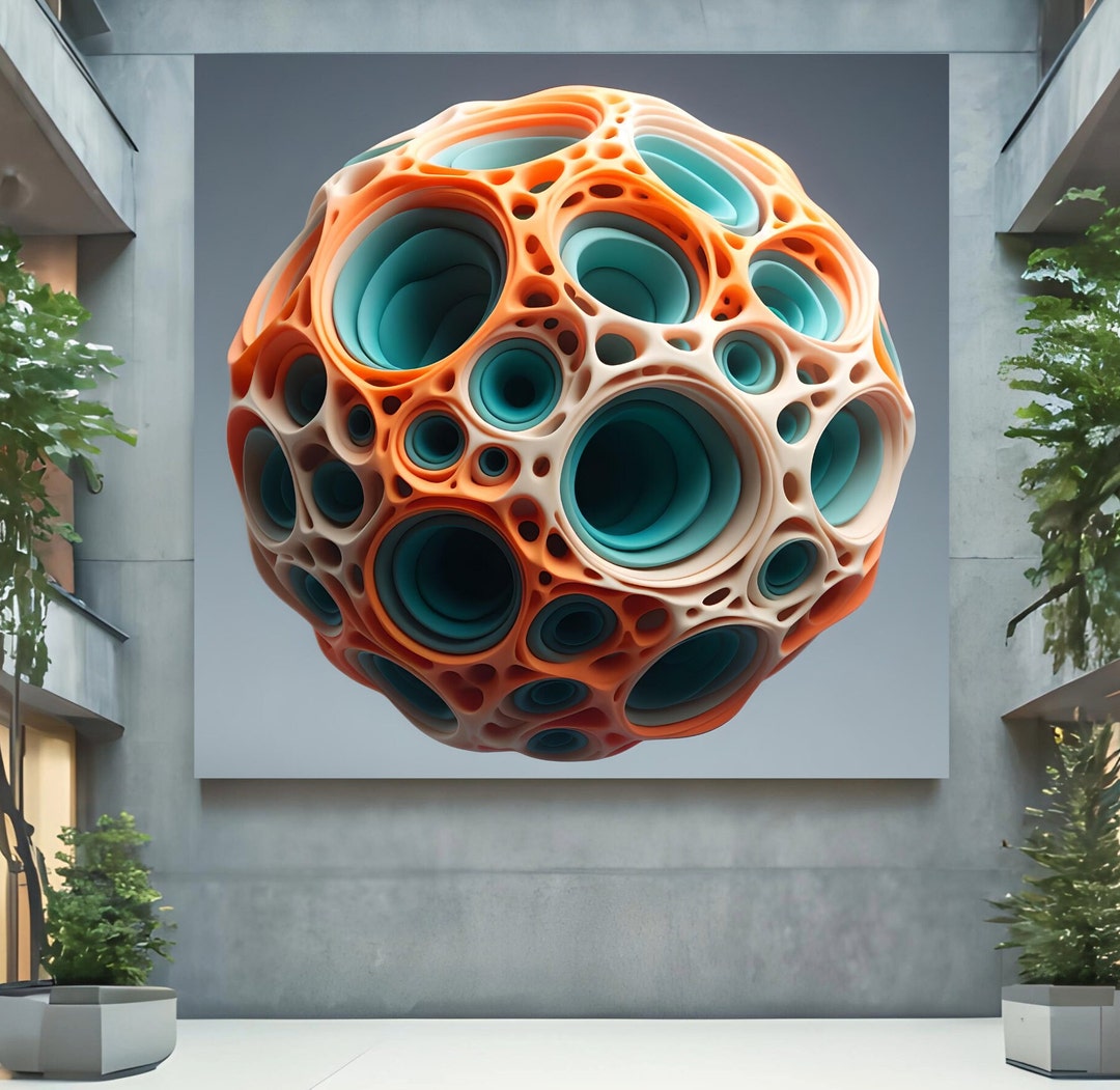 Abstract Wall Art Dimensional Sphere Polymer Clay Effect Canvas Print ...