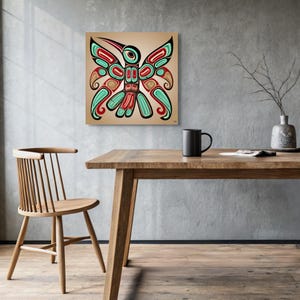 First Nations Hummingbird Abstract Pacific Northwest Mid-century Oil ...