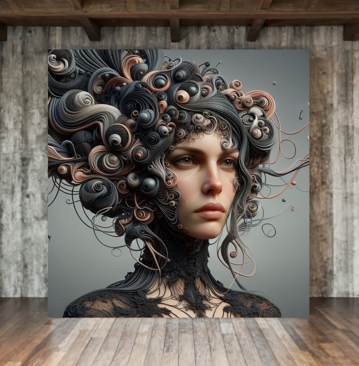 Goth Wall Art Black Lace Dark Academia Goth Fine Art Gift Canvas Print ...