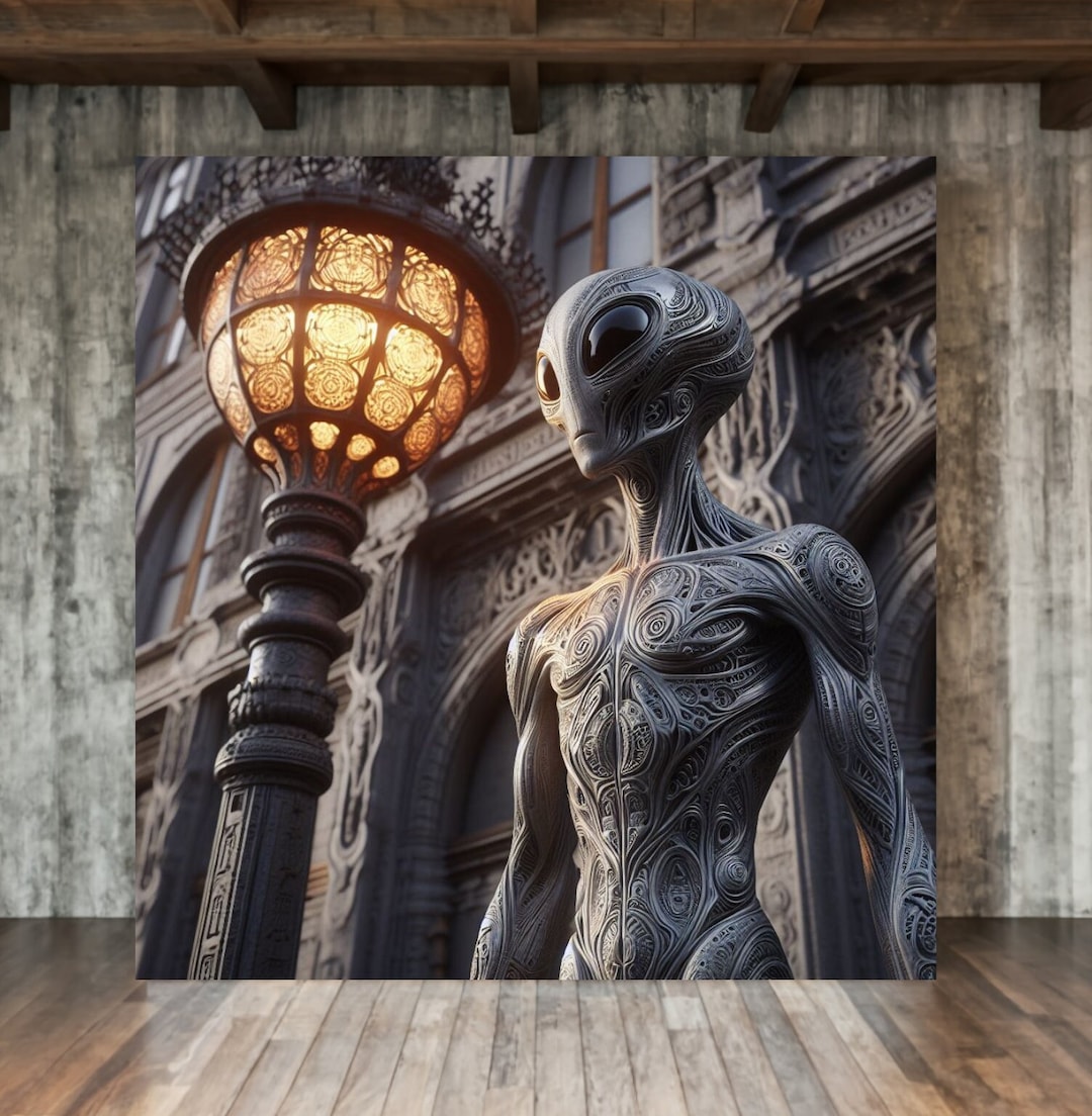 Alien Wall Art City Urban Street Scene Print Canvas Wall Art Alien ...