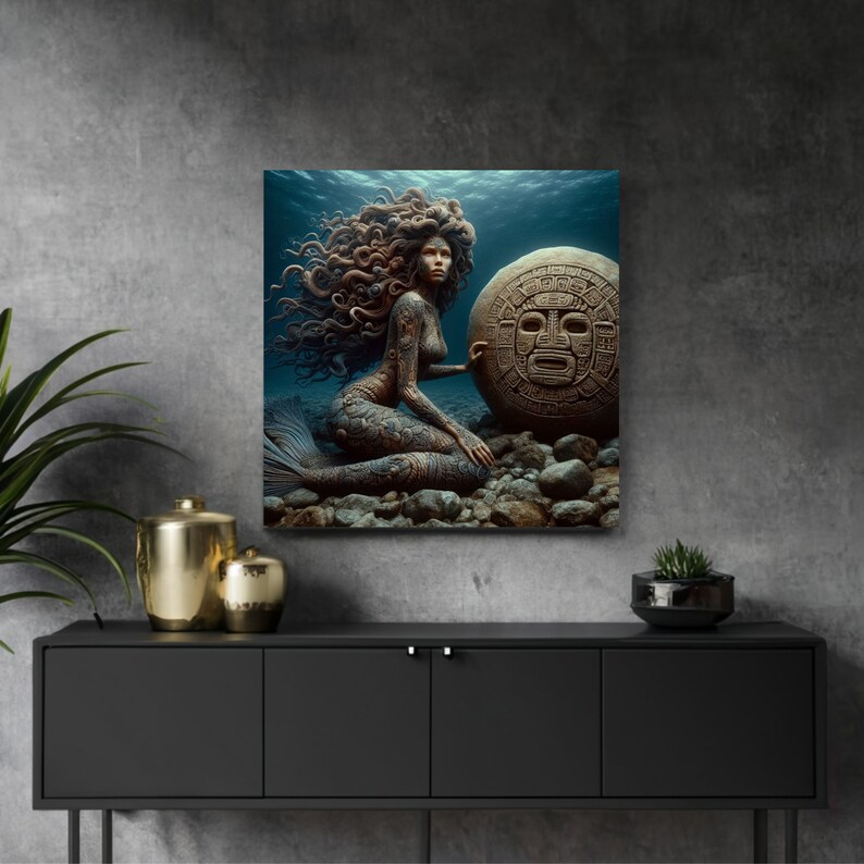 Goth Mermaid Wall Art Dark Academia Canvas Print Gothic Wall Decor Gift ...