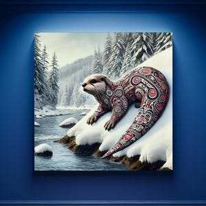 Haida First Nations Inspired Otter Wall Art Abstract Coast Salish ...